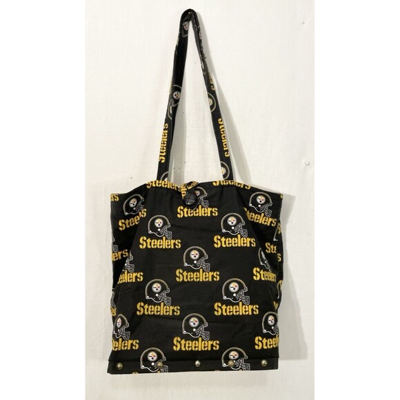 Bags | Pittsburgh Steelers Tote Bag Double Handles Wood Bottom Black ...